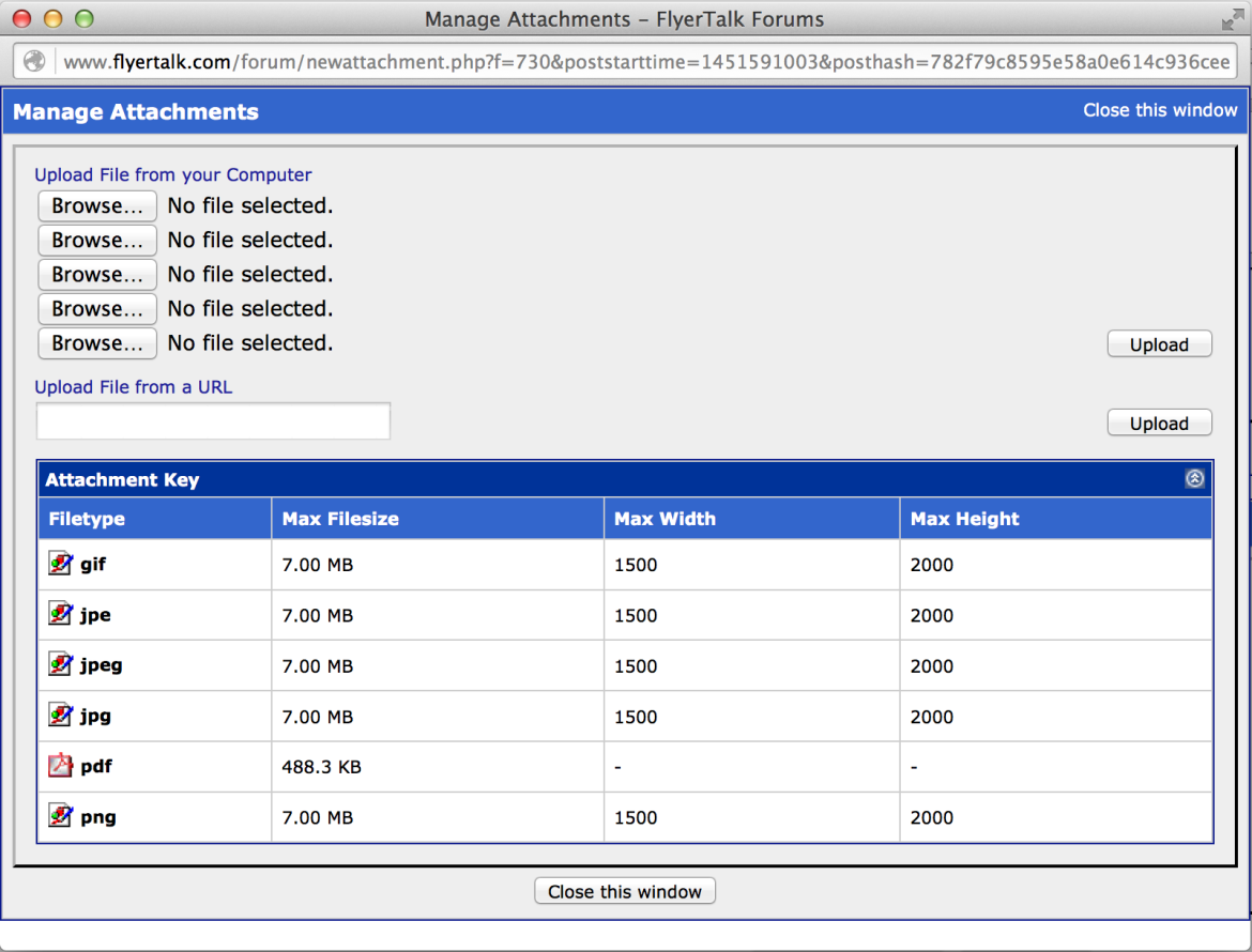 Manage Attachments Window - The Gate