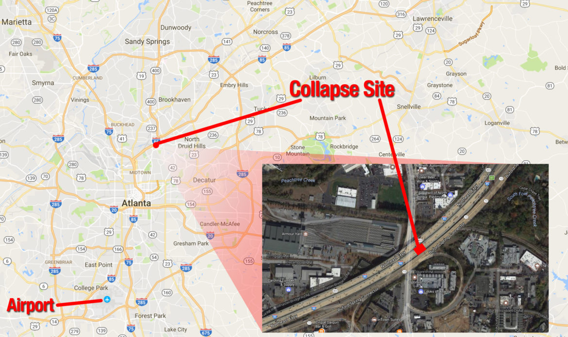Interstate 85 Atlanta Collapse Map - The Gate