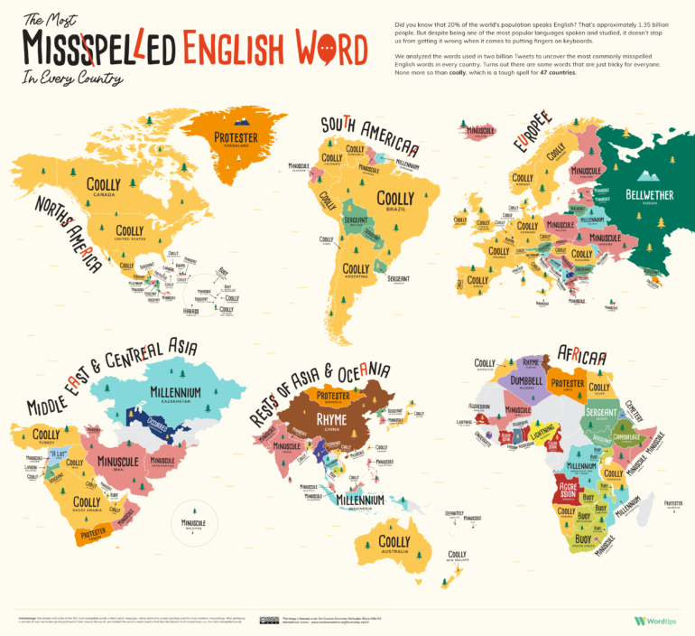 Most-Misspelled-English-Word_World-Map - The Gate